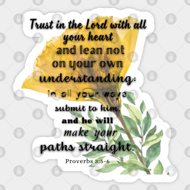Proverbs 3:5-6 Version Bible Verse , Famous Bible Verses. - Proverbs 3 5 - Sticker | TeePublic